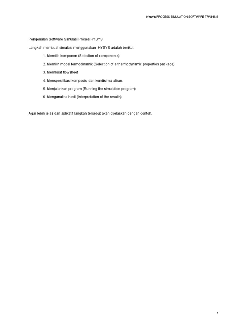 Tutorial Hysys Untuk Mahasiswa | PDF