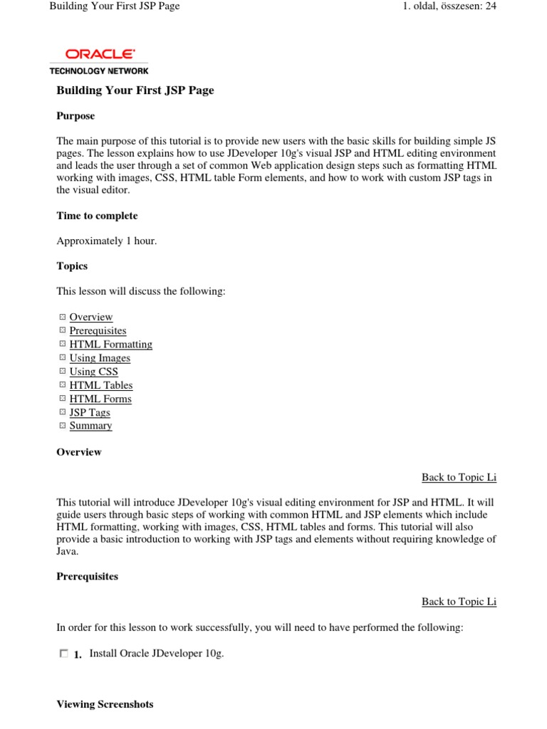 Building Your First JSP Page PDF | PDF | Java Server Pages | Html