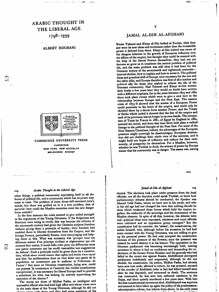 Arabic Thought in The Liberal Age 1798-1939 | PDF