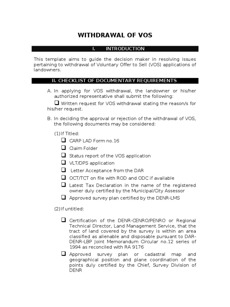 VOS Withdrawal Guidelines and Process | PDF | Appeal | Common Law