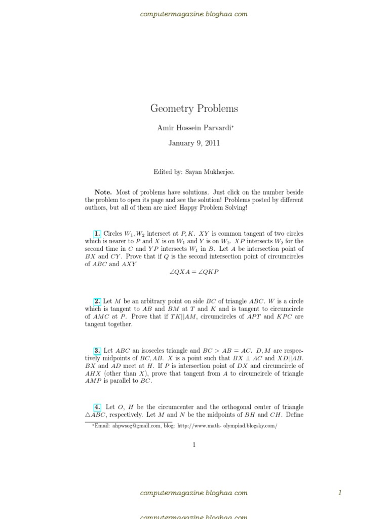 150 Nice Geometry Problems | PDF | Triangle | Elementary Mathematics
