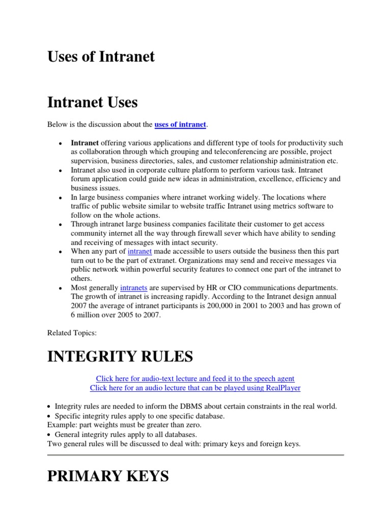 Uses of Intranet | PDF | Information Technology Management | Data ...