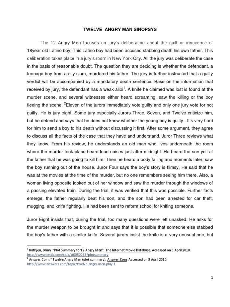 The 12 Angry Men Summary.nana | Hung Jury | Legal Procedure