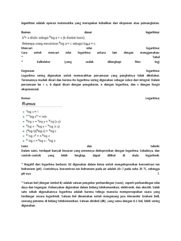 Definisi Logaritma | PDF