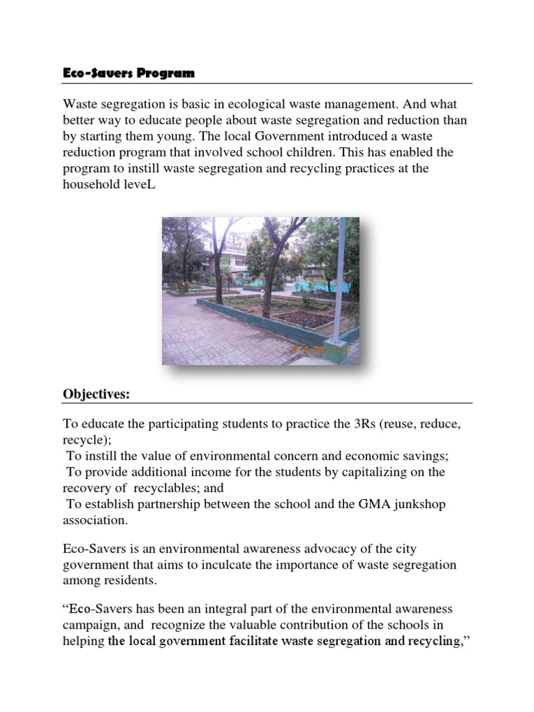 Eco Savers Program | PDF | Recycling | Waste