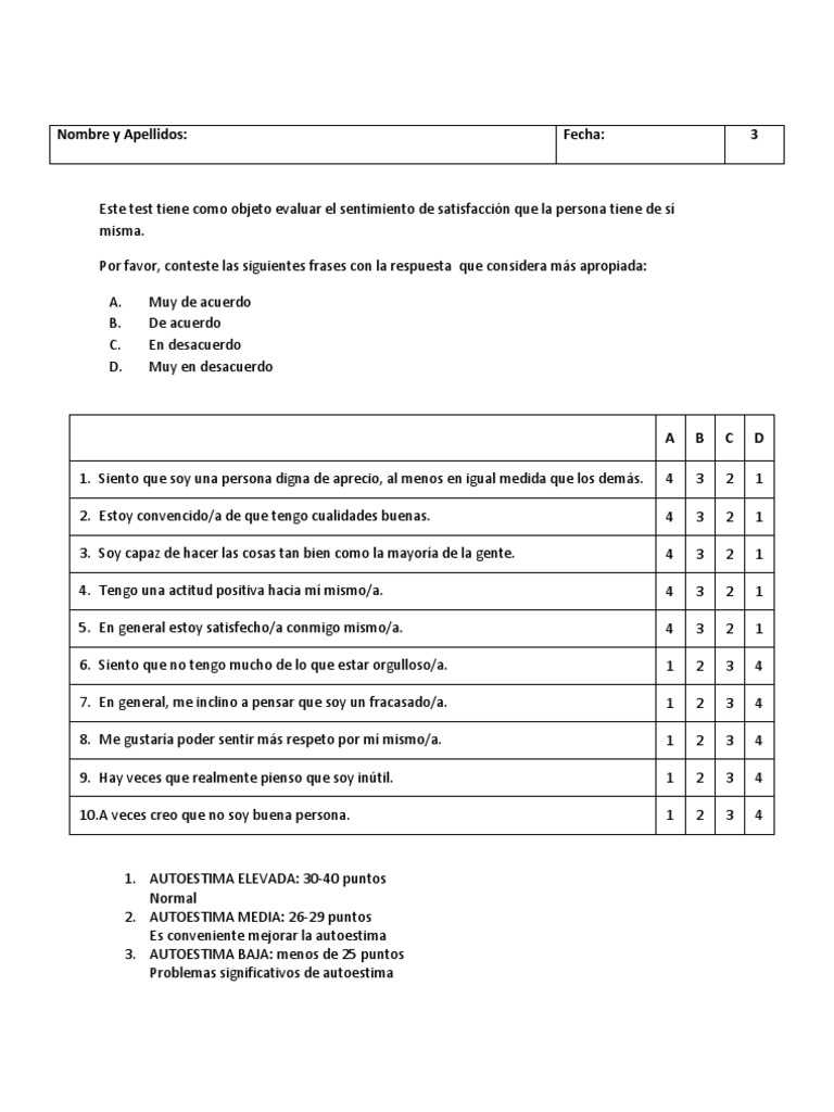 Escala de Autoestima de Rosenberg