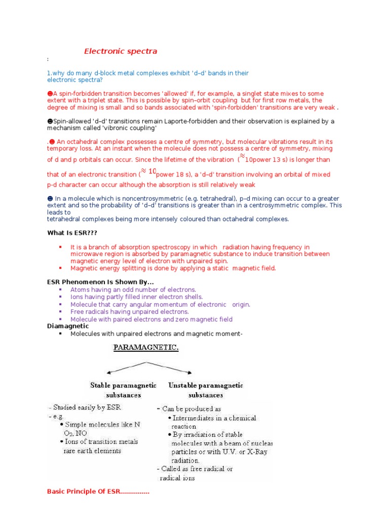 Esr | PDF | Electron Paramagnetic Resonance | Coordination Complex