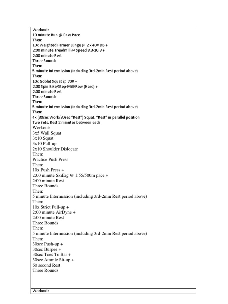 Workout | PDF | Recreation | Athletic Sports