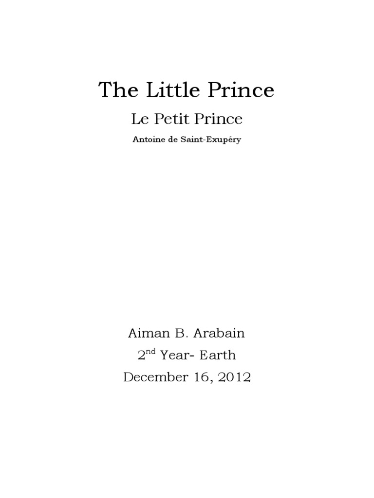 Summary of The Little Prince | PDF | The Little Prince | Science