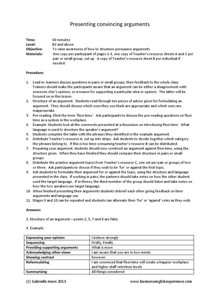 Presenting Convincing Arguments | Argument | Employee Retention