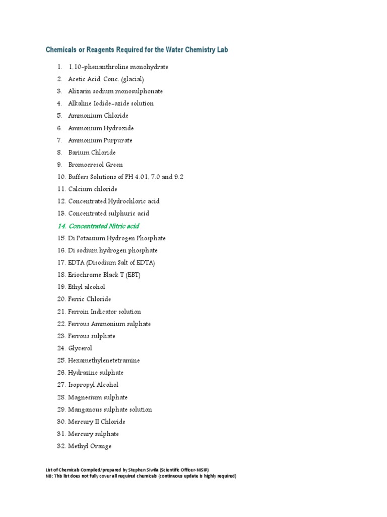 Lab Chemicals - Updated Version | PDF