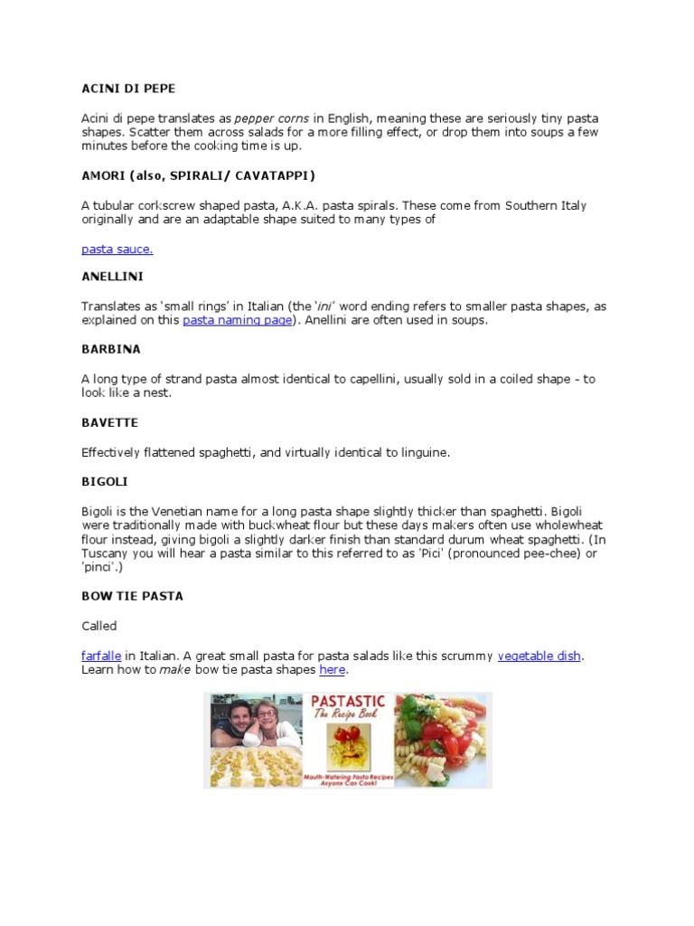 Pasta | PDF | Spaghetti | Pasta