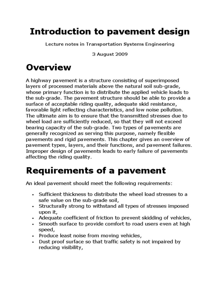 Introduction To Pavement Design | PDF | Road Surface | Deformation ...