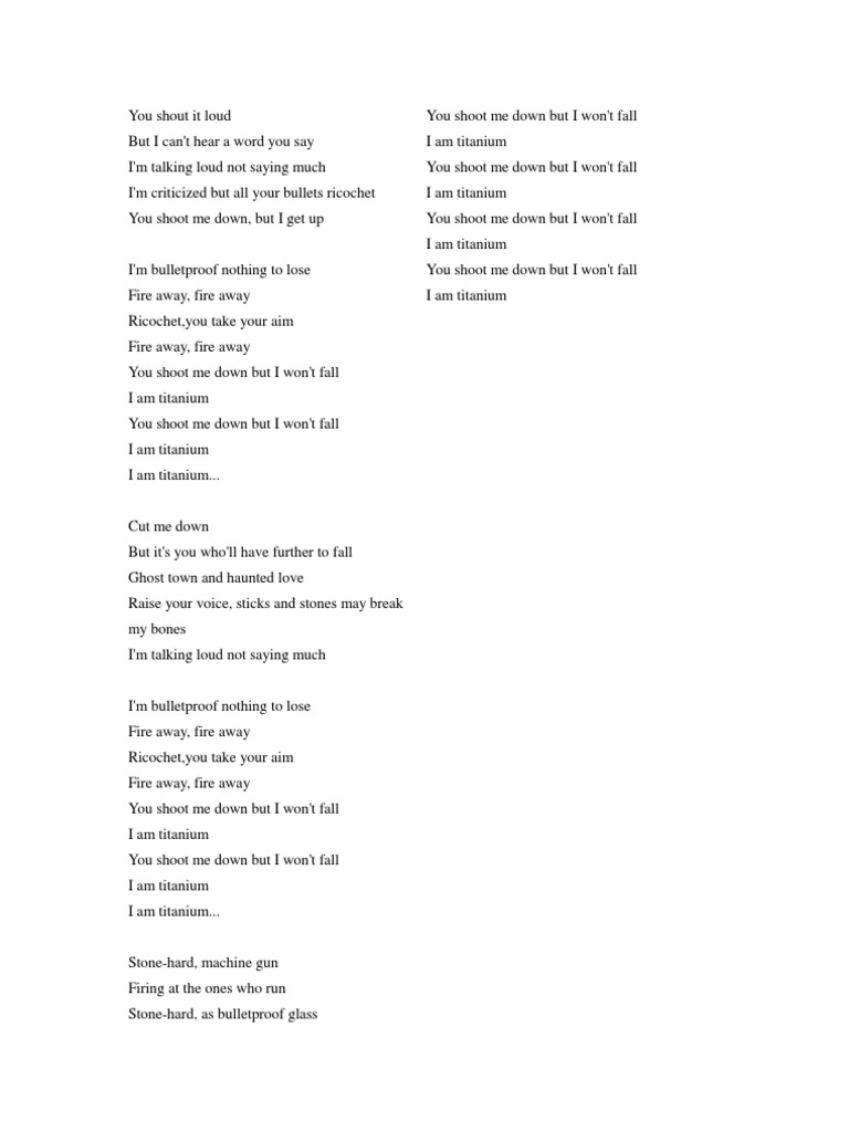 Titanium Lyrics | PDF