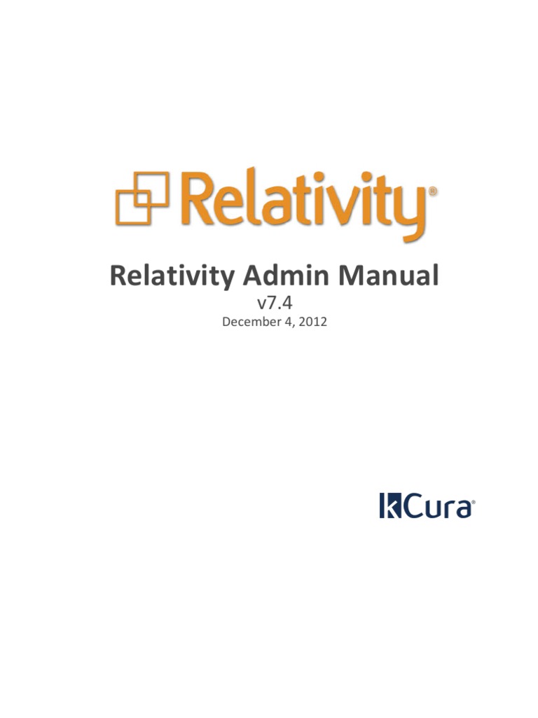 Relativity - Admin Manual - 7.4 | PDF | Password | Keyboard Shortcut