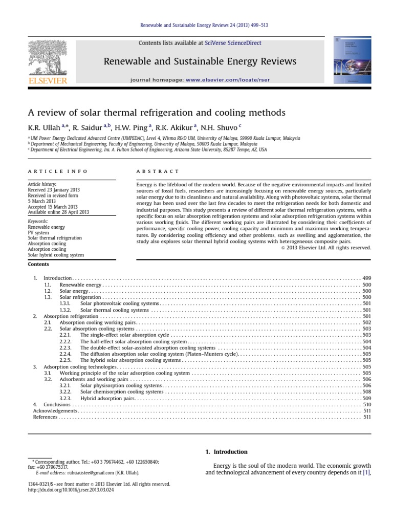 Cooling System Pdf Pdf Adsorption Photovoltaics