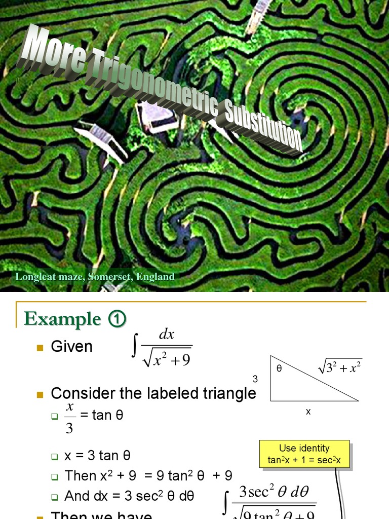 More Trigonometric Substitution Pdf Fraction Mathematics Algorithms