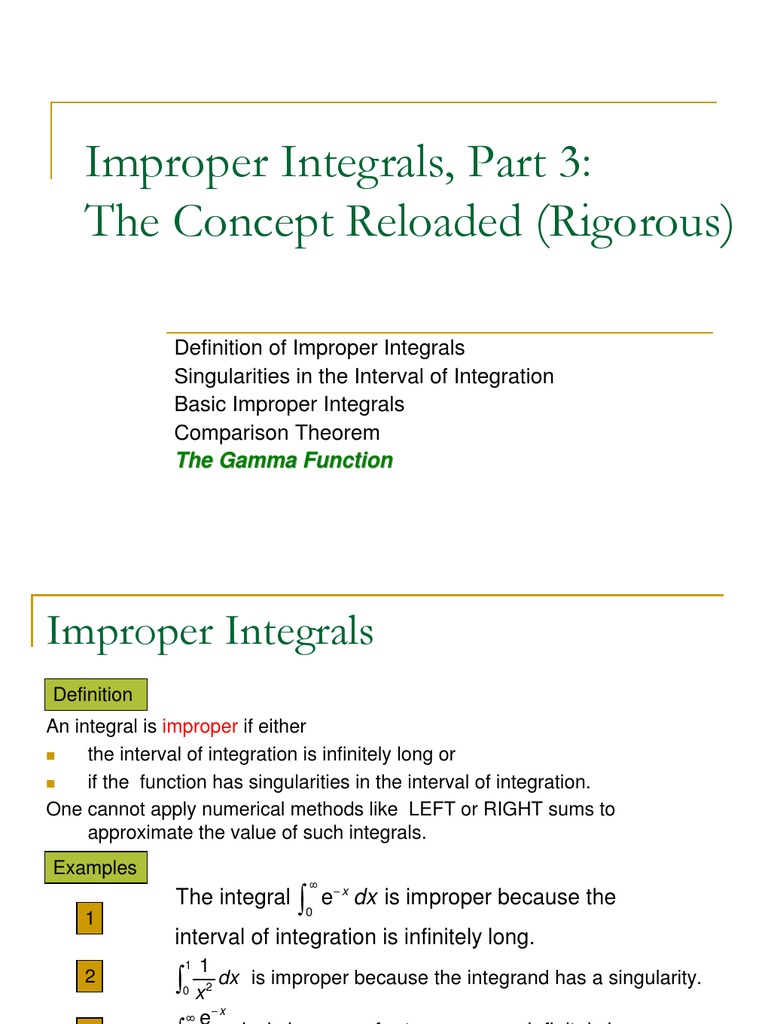 Final Review Day 2 - Improper Integrals | PDF | Integral | Mathematical Relations