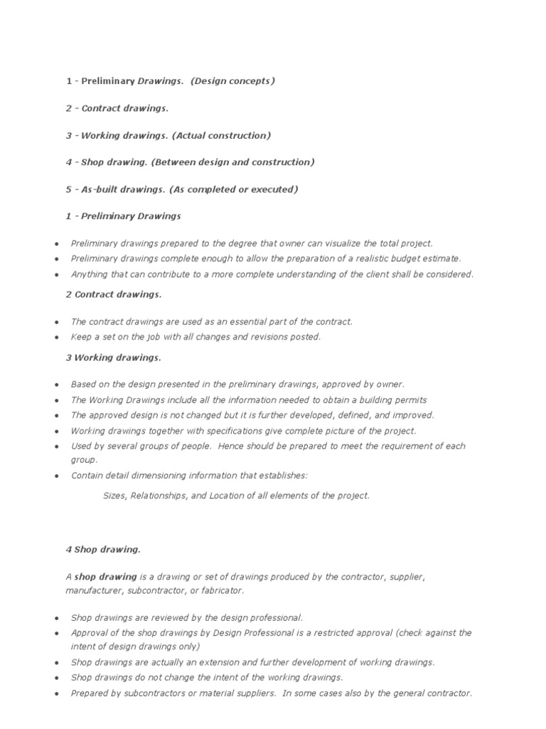 Types of Drawings | PDF | General Contractor | Specification (Technical Standard)