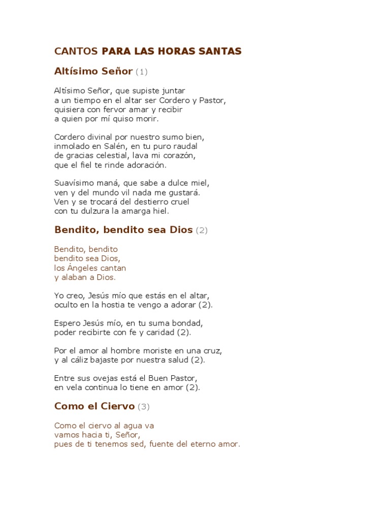 Cantos para Las Horas Santas | PDF | Cristo (título) | Jesús