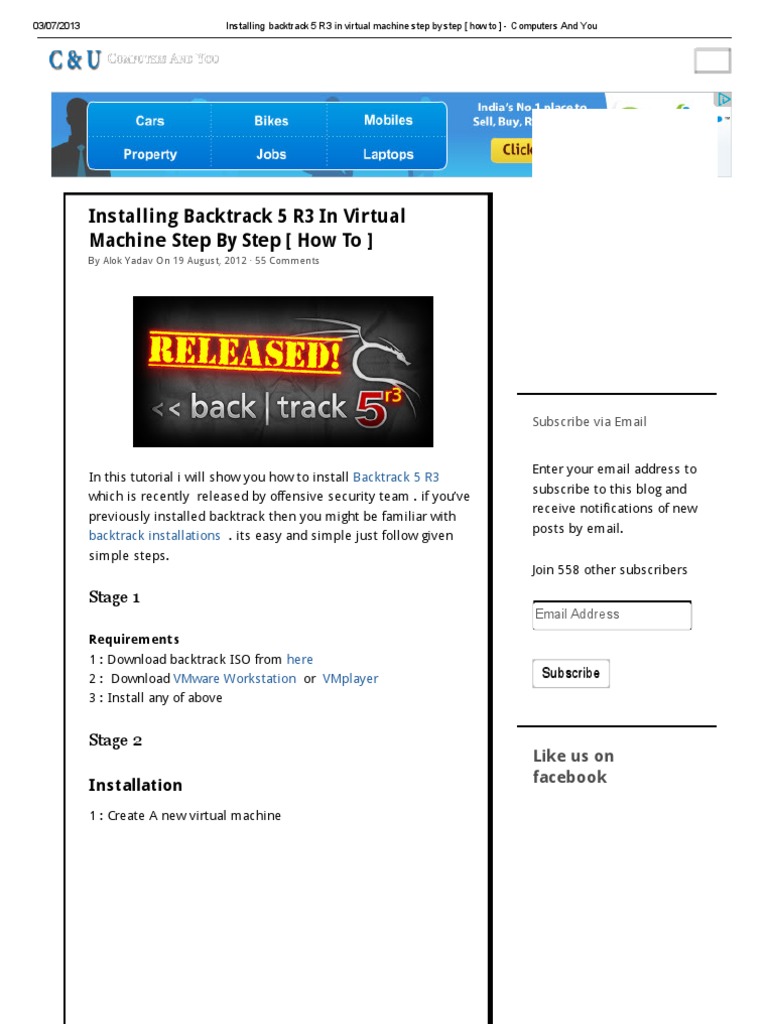 Installing Backtrack 5 R3 in Virtual Machine Step by Step (How To) - Computers and You | PDF ...