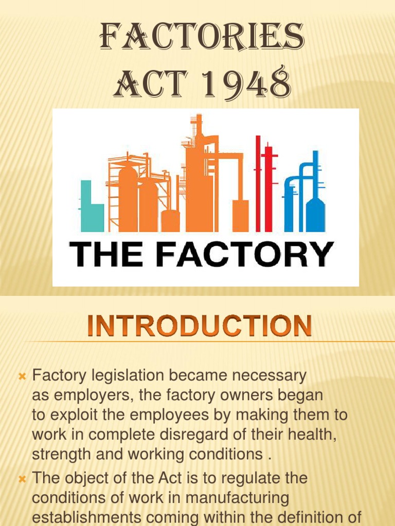 Factory Act | PDF | Occupational Safety And Health | Factory