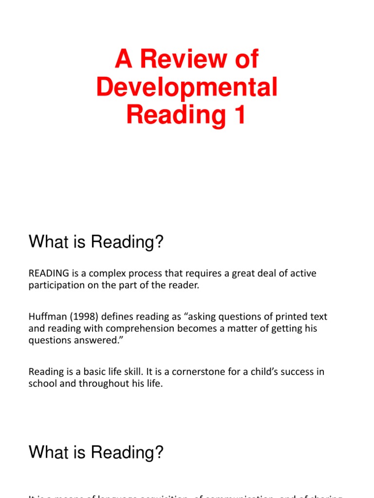 Developmental Reading Pdf Reading Comprehension Reading Process