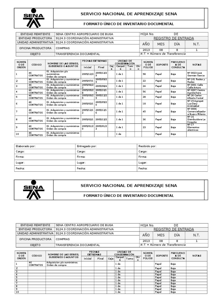 Formato de Inventario Documental Sena | PDF