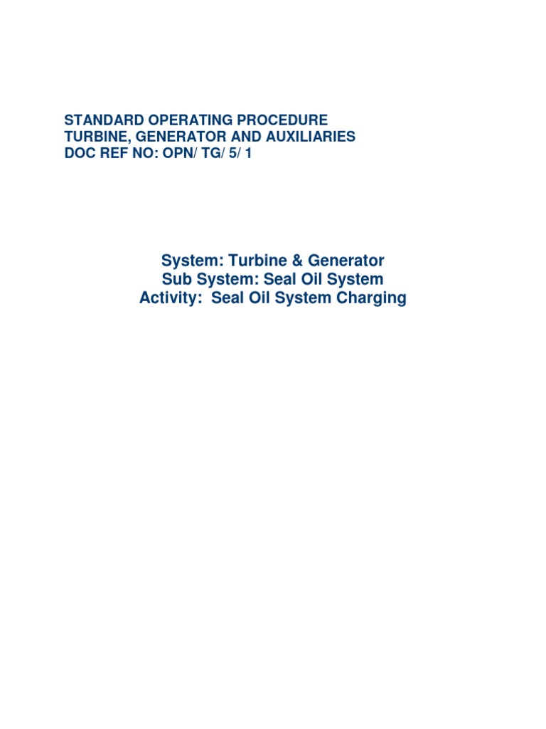 SOP - TG - Seal Oil System Charging1 | PDF | Pump | Vacuum