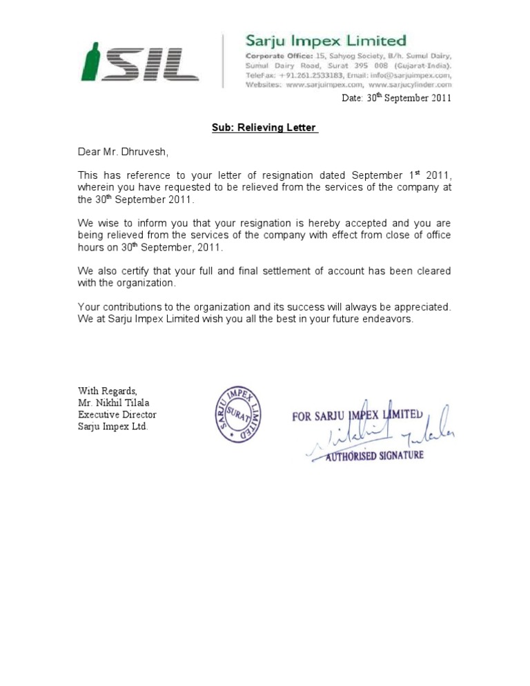 Relieving Letter | PDF