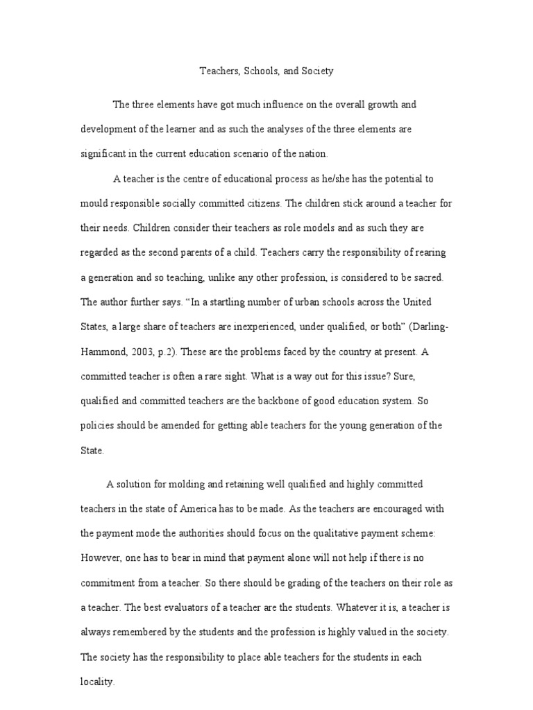 The Role of Teachers in Education | PDF