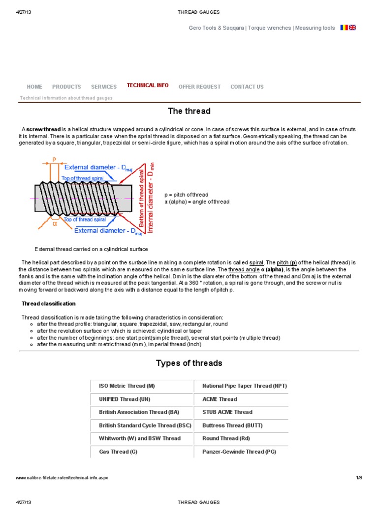 Thread Gauges | PDF | Metalworking | Cutting Tools