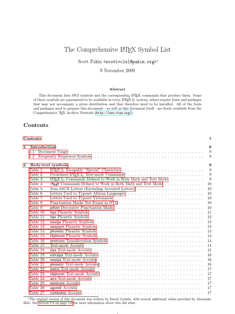 The Comprehensive Latex Symbol List | Pdf | Te X | Encodings