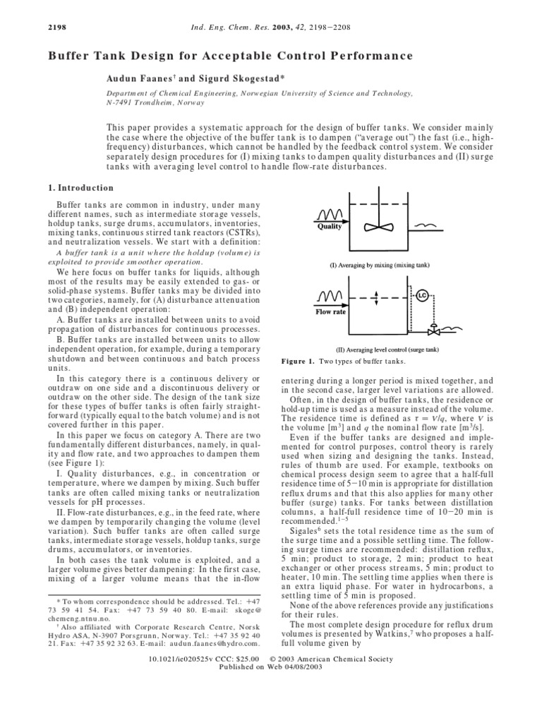 Buffer Tank Design Faanes | PDF