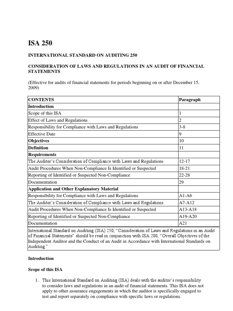 Isa 250 | PDF | Financial Audit | Audit