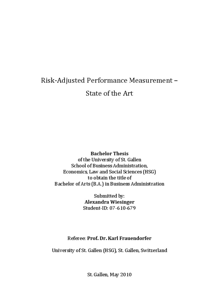 Wiesinger 2010 BA Risk Adjusted Performance Measurement State of The ...