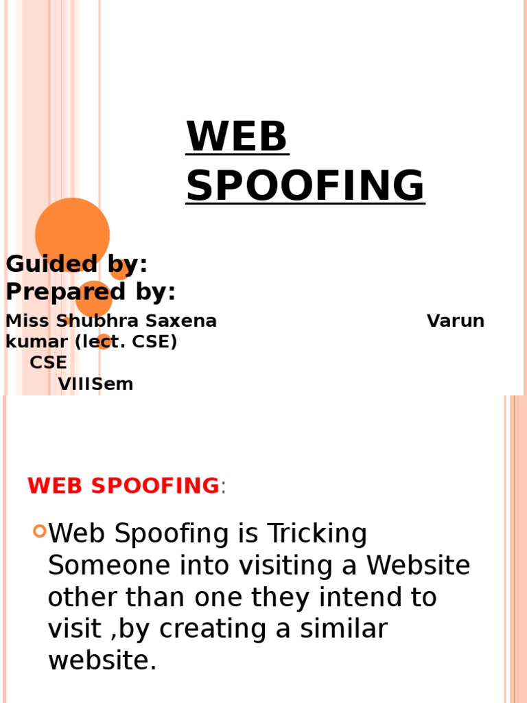 Web Spoofing Guided By Prepared By Pdf Phishing Computer Security Exploits