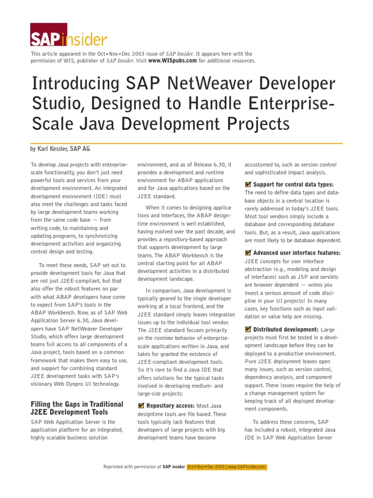 Introducing SAP NetWeaver Developer Studio | PDF | Java Platform | Java Server Pages