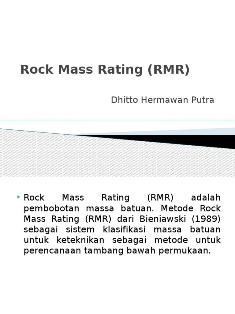 Rock Mass Rating (RMR) | PDF | Metode & Bahan Ajar | Sains & Matematika