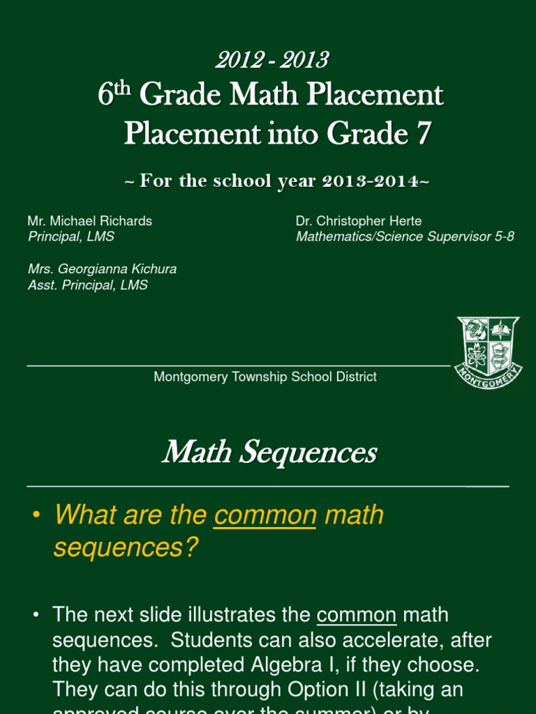 6th Grade Math Placement Into 7th Grade | PDF | Equations | Educational ...