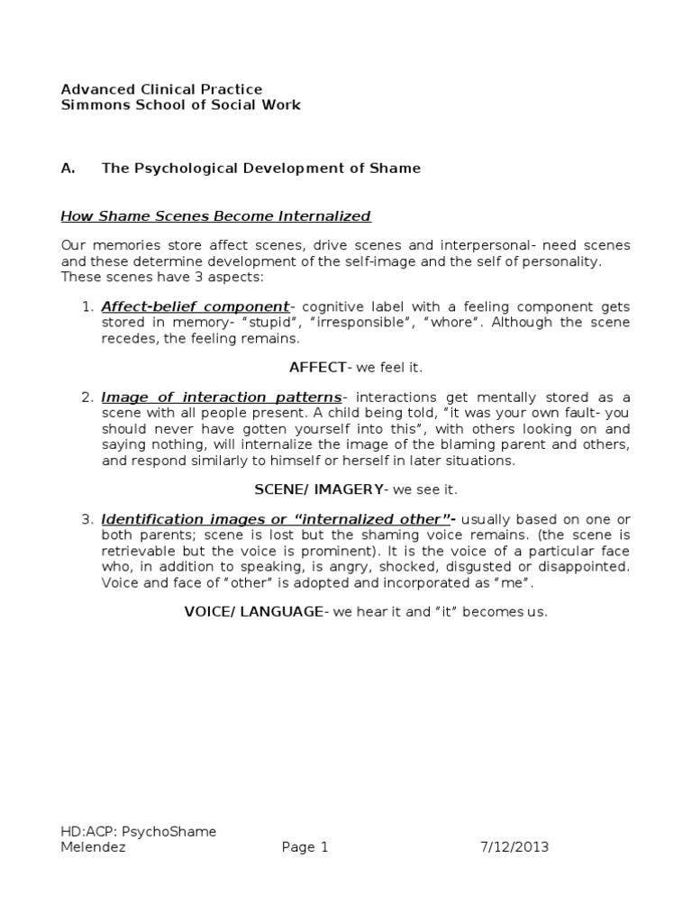 Psychological Development of Shame | PDF | Shame | Developmental Psychology