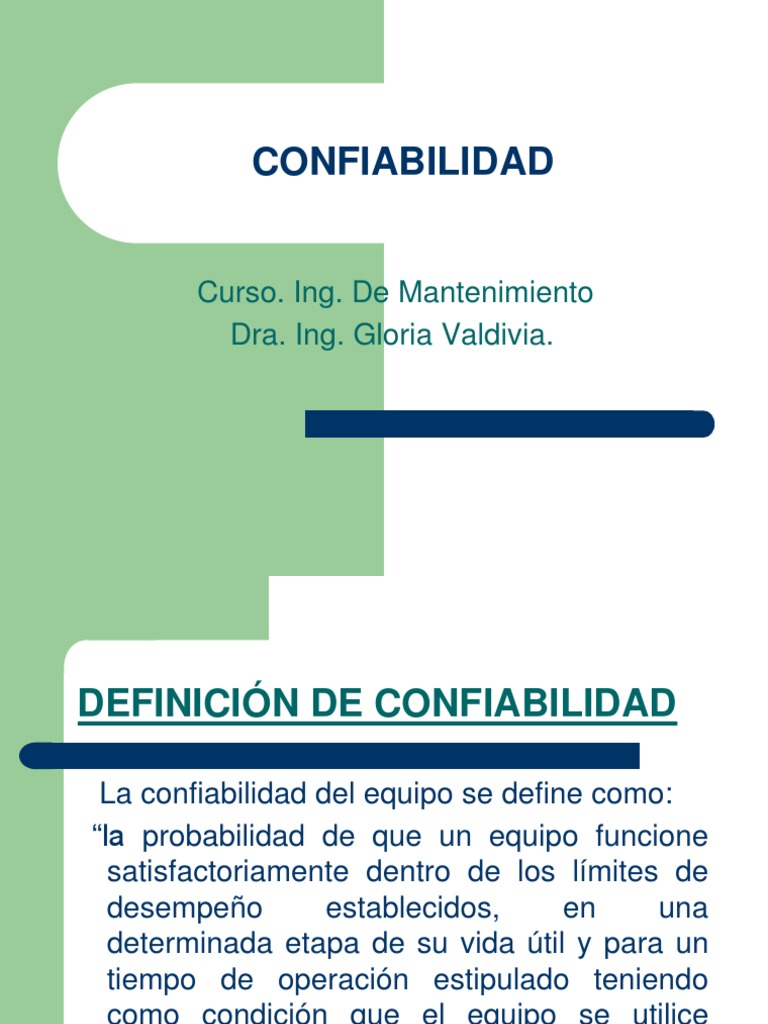 CONFIABILIDAD[1] | Ingeniería de confiabilidad | Teoría de sistemas ...