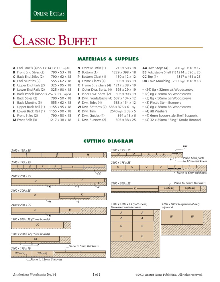 Classic Buffet Cutting Diagram Guide | PDF | Home & Garden