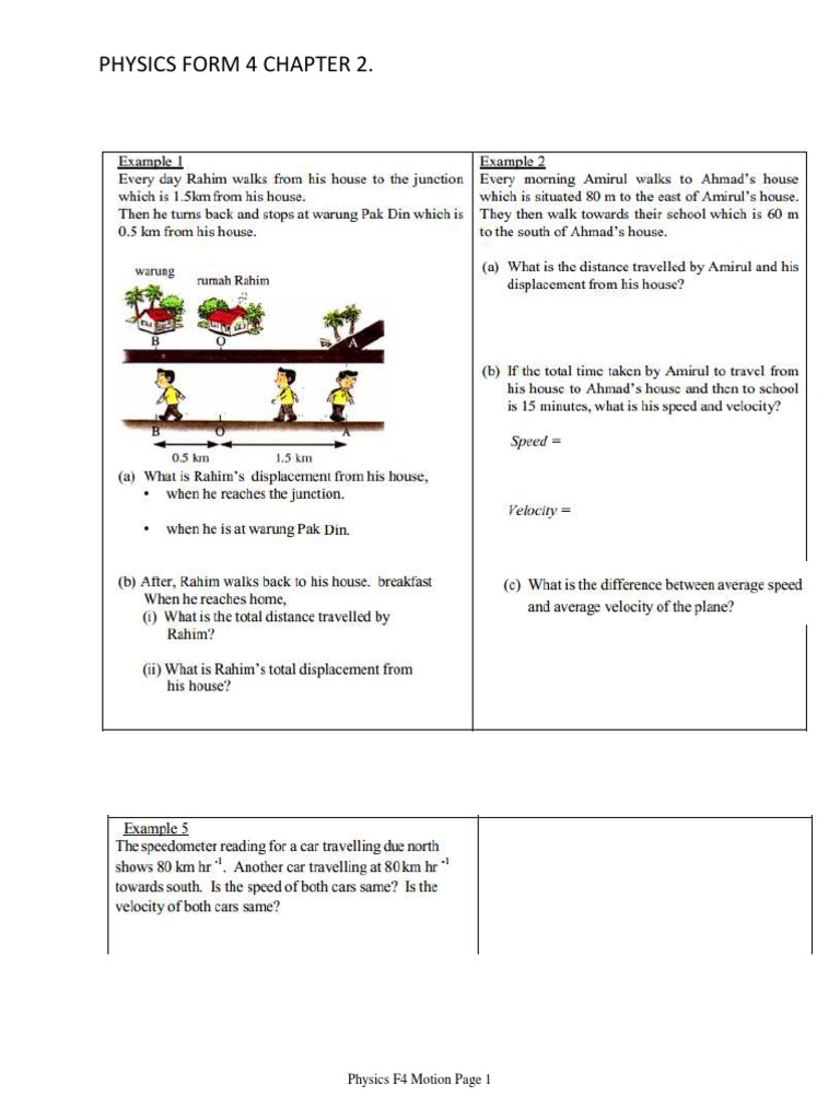 Physics Form 4 Chapter 2.: Physics F4 Motion Page 1 | PDF | Wellness