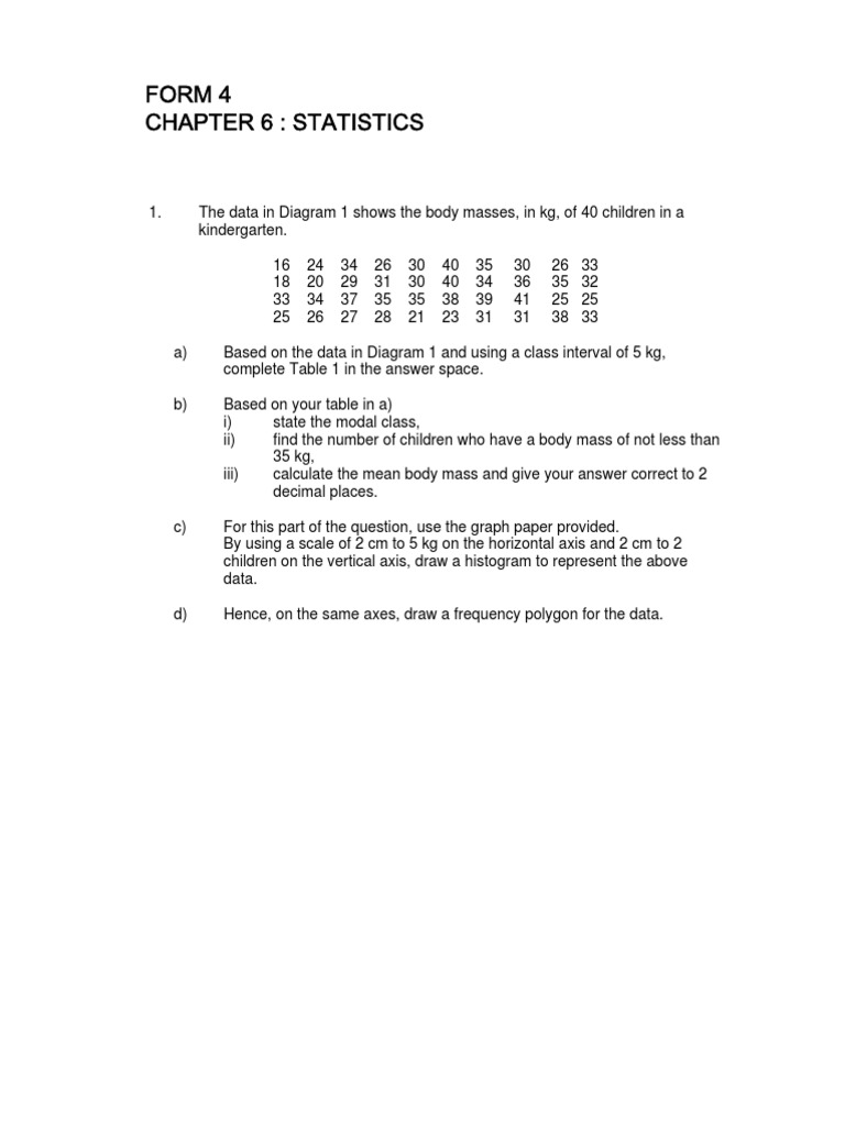 Form 4 Chapter 6: Statistics | PDF | Histogram | Cartesian Coordinate ...