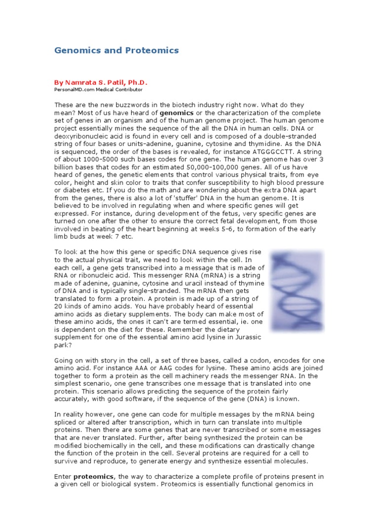 Genomics and Proteomics | PDF | Gene | Proteins