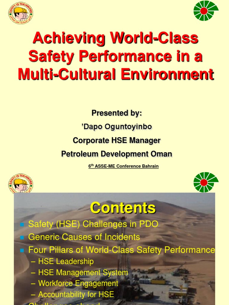 Achieving World-Class Safety Performance in A Multi-Cultural ...