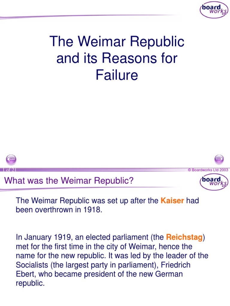 The Failure of The Weimar Republic | PDF | Weimar Republic ...