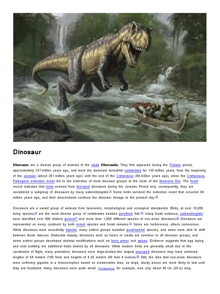 Dinosaur: Dinosaurs Are A Diverse Group of Animals of The | PDF ...