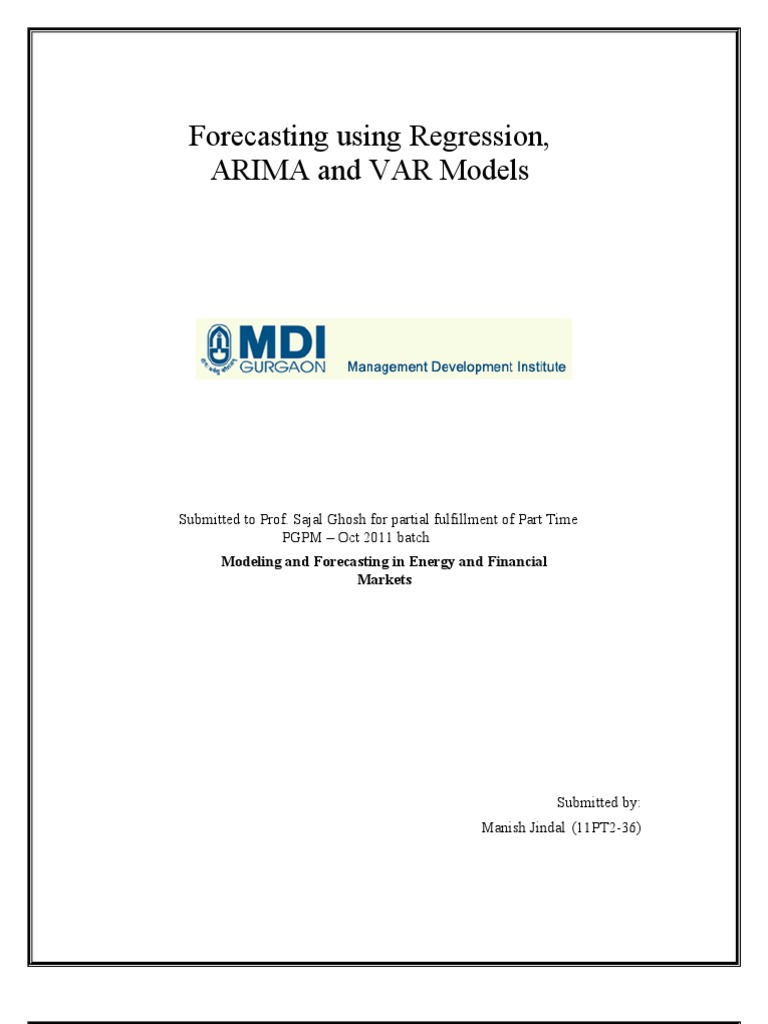 Forecasting Agricultural GDP using Regression, ARIMA and VAR Models | PDF | Coefficient Of ...